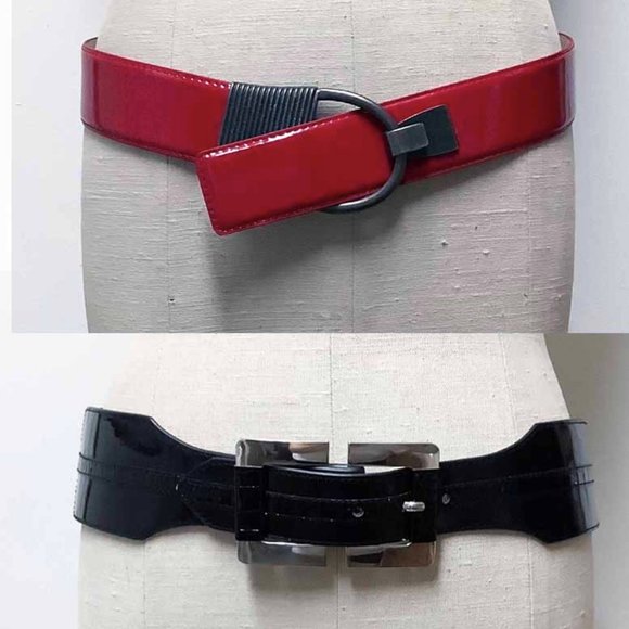 White House Black Market | Accessories | Pair Of Shiny Wide Belts Red ...